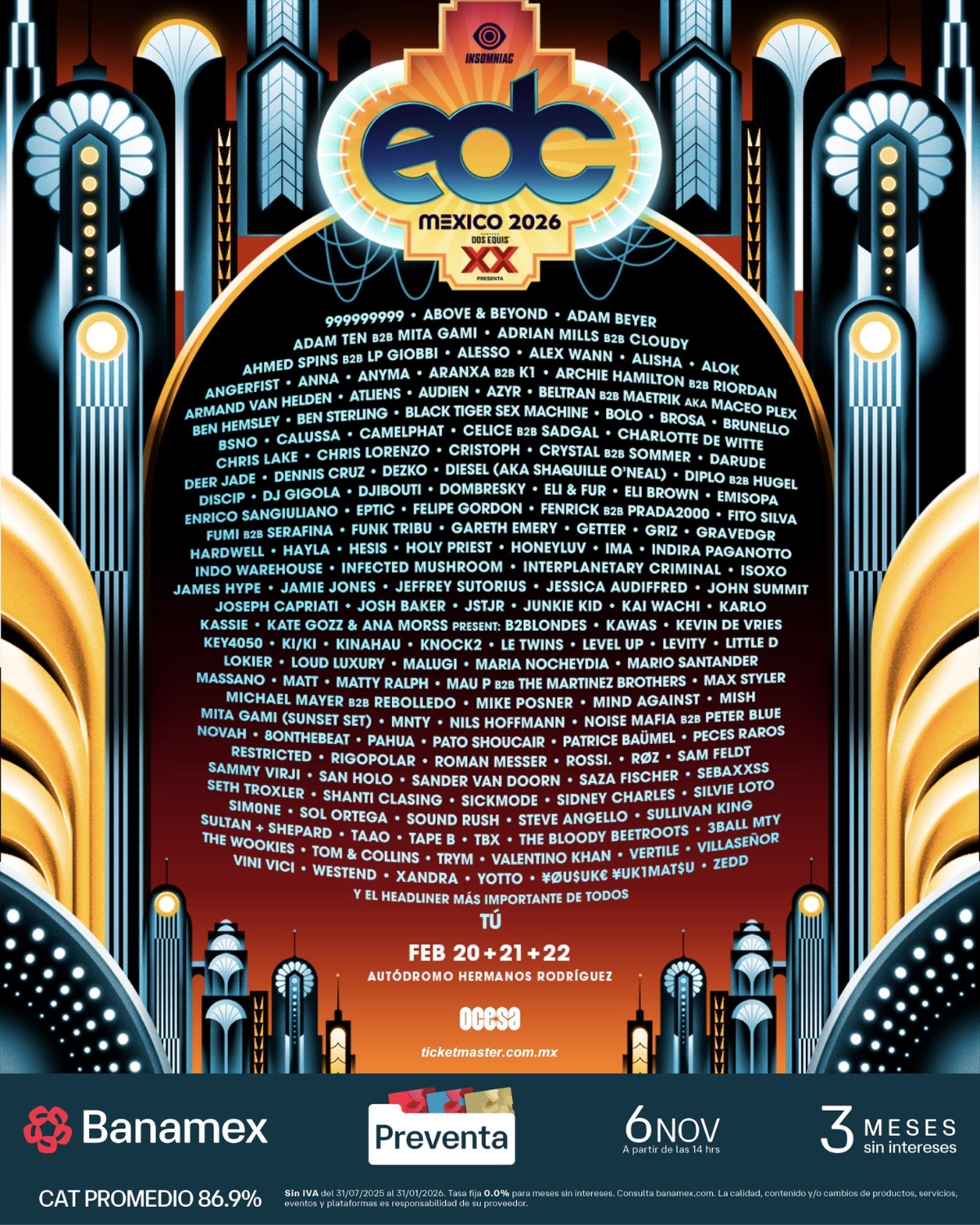 Cartel EDC México 2026 Revelado: ¡Mira el Lineup completo y fechas ...